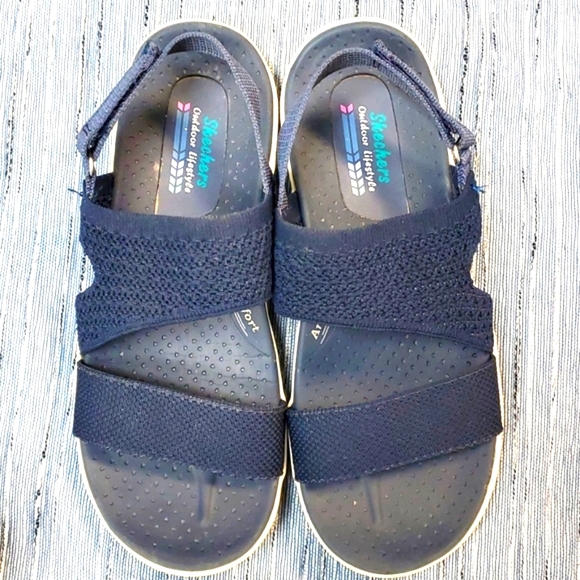 Skechers | Shoes | Skechers Navy Blue Mesh Adjustable Comfort Arch ...